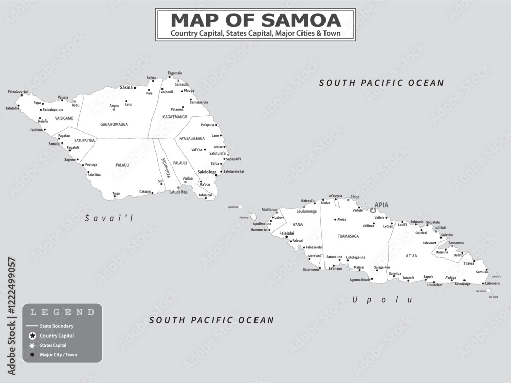 Australian Countries Geography Political map. Political map of country ...