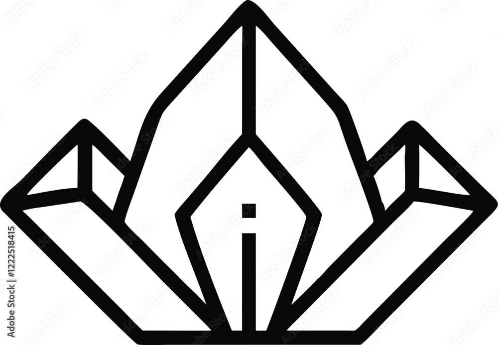 Geometric Black And White Logo Diamond Shapes Symmetrical Design Angular Forms Minimalist