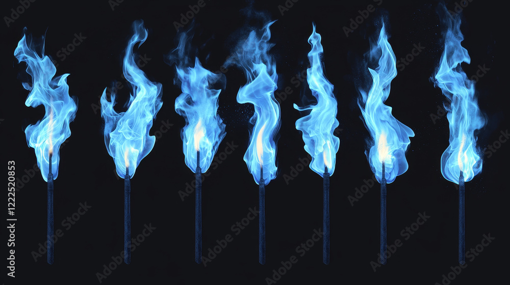 Stock-Illustration „Burning blue fire for 2d animation or video game ...