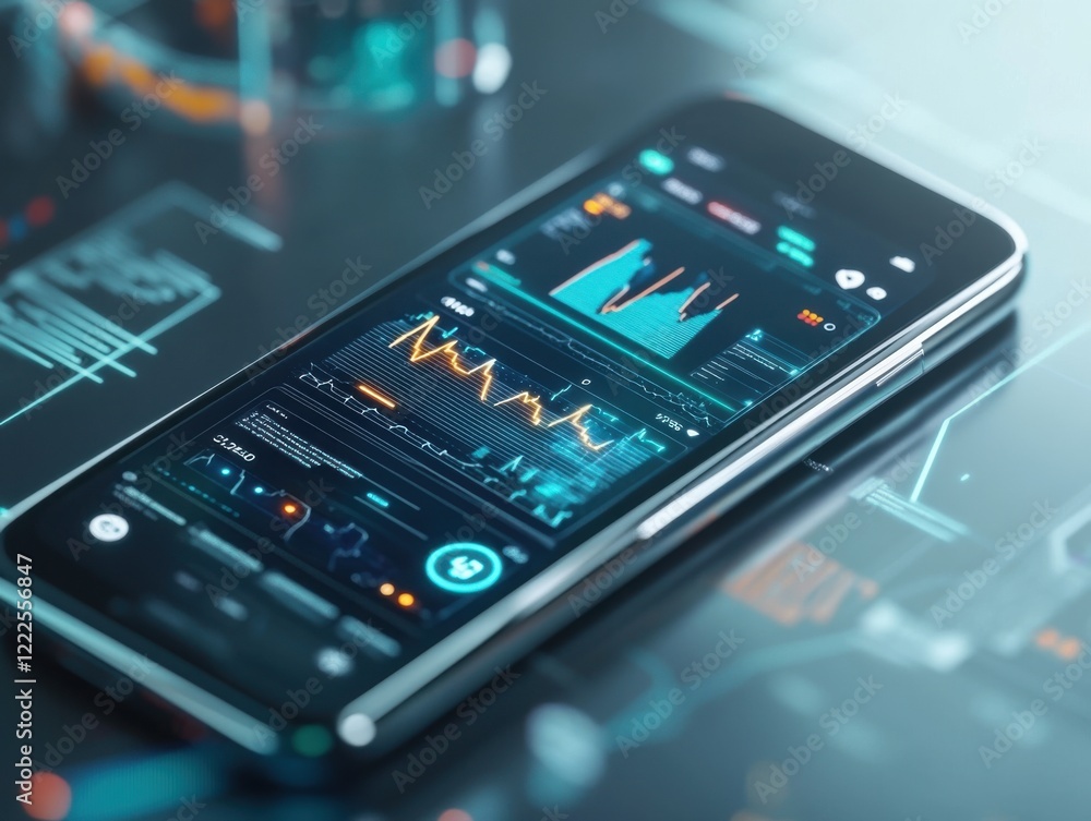 Smartphone displaying health and physical activity data with wellness ...