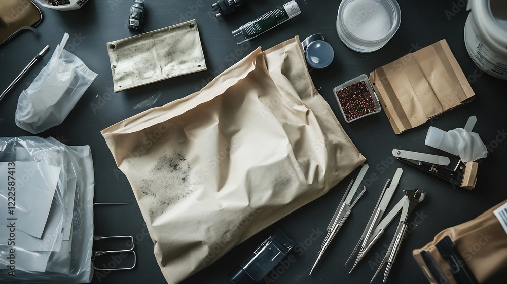 Forensic representation of evidence analysis featuring crime scene ...