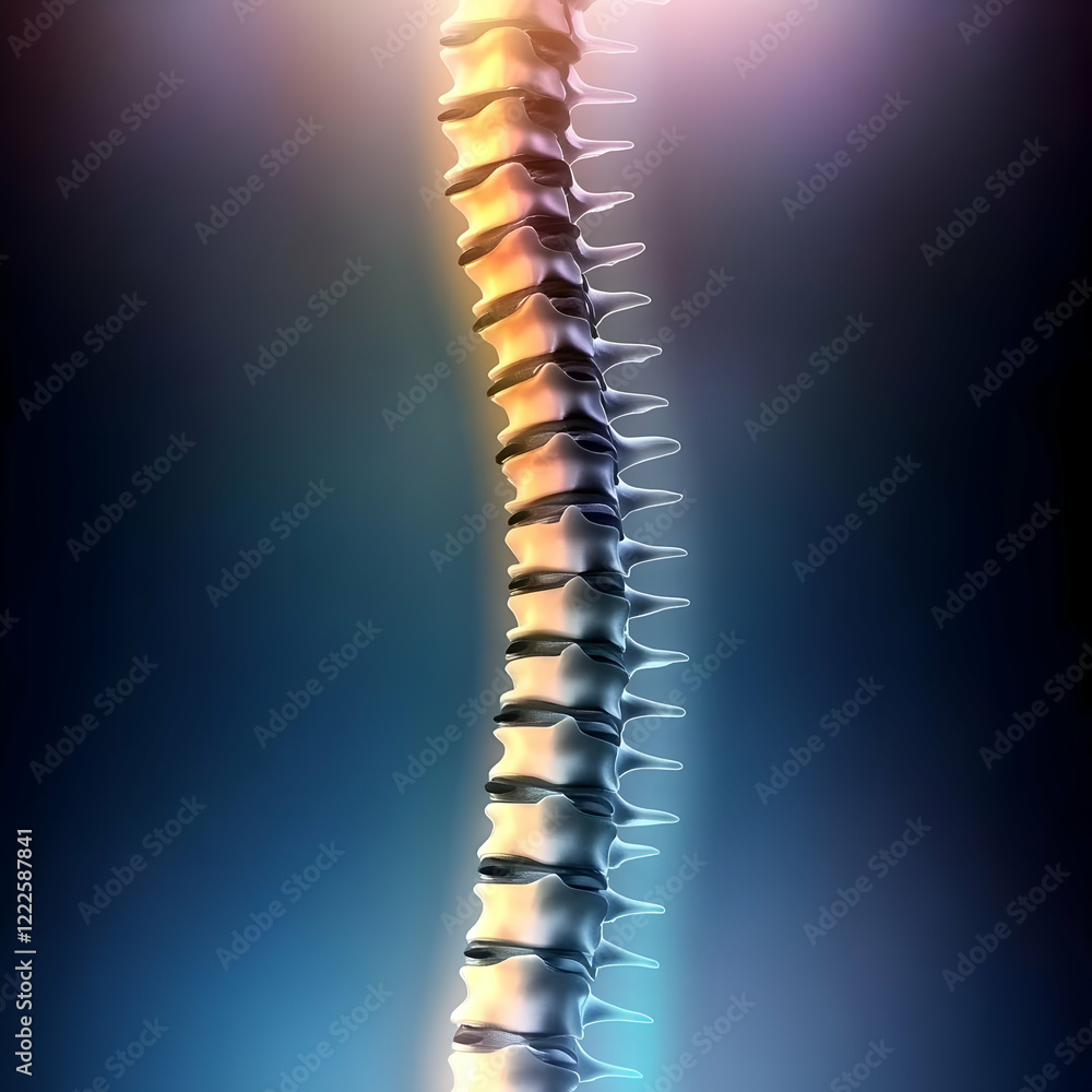 3D Illustration of the Human Spine Structure Showing Vertebrae and ...