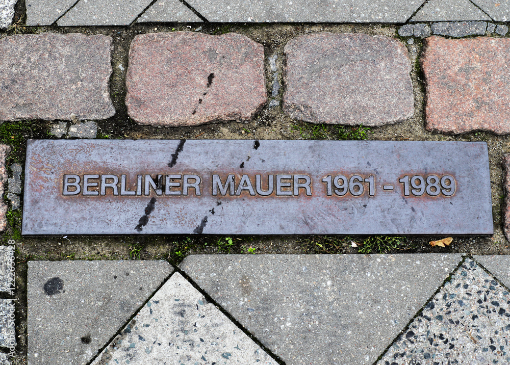Berlin, Germany - 03. October 2024: Berliner Mauer memorial plaque ...