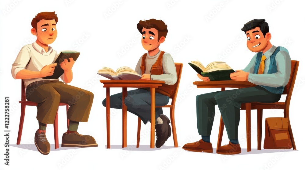 Acquire knowledge isolated cartoon vector illustrations set. University ...