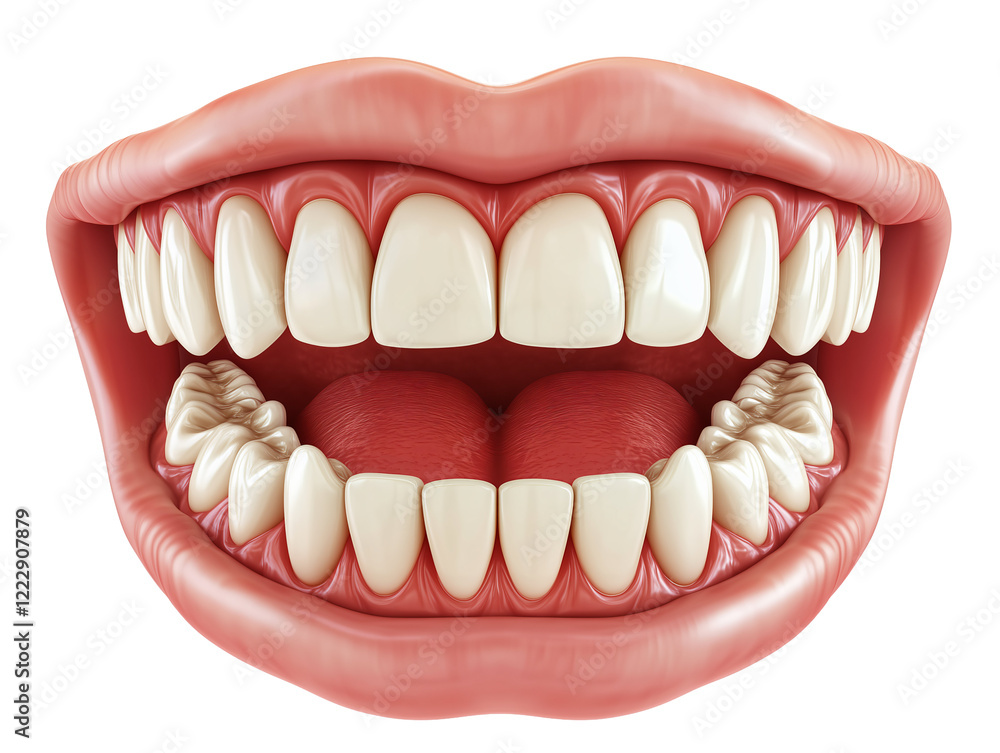 Realistic illustration of human teeth and gums showing dental anatomy ...