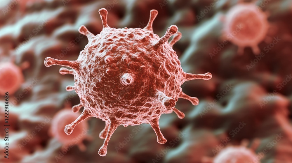 Microscopic view of a disease cell with detailed structure and empty ...