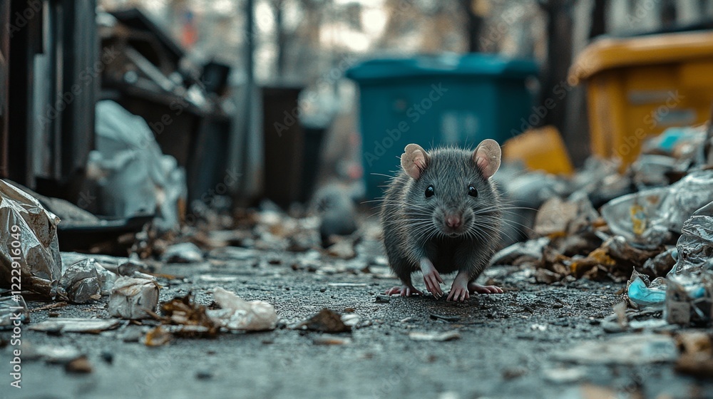 rats crawling on garbage and waste in the urban environment, problems of waste disposal in ...