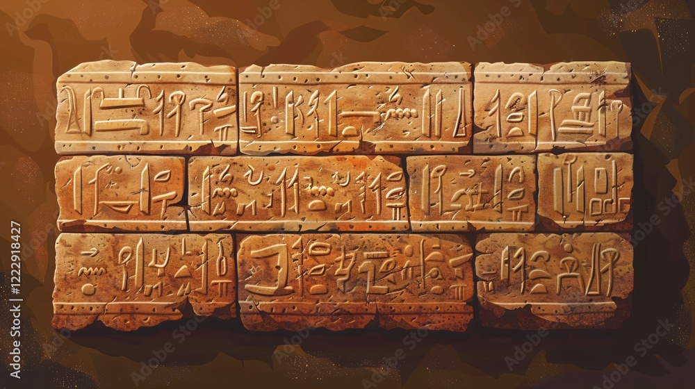 Ancient Sumerian Cuneiform Inscription on Old Tablet with Carvings ...