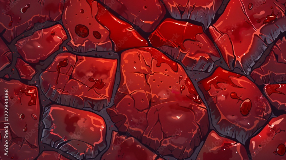 Cartoon Vector Bloody Wound Texture with Red Body Cut Mark Stock Photo ...