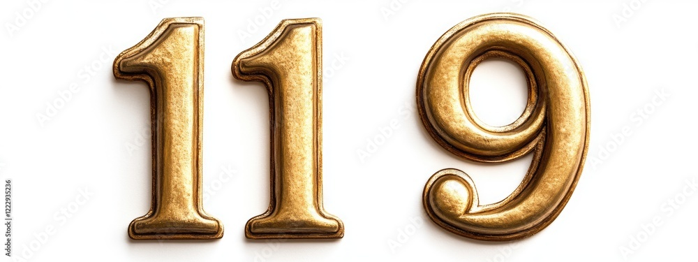 Double vintage golden anniversary numbers 11 and 9 isolated on a white ...