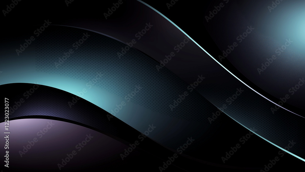 Elegant Dark Abstract Curve with Teal Glow on Black Background 4K ...