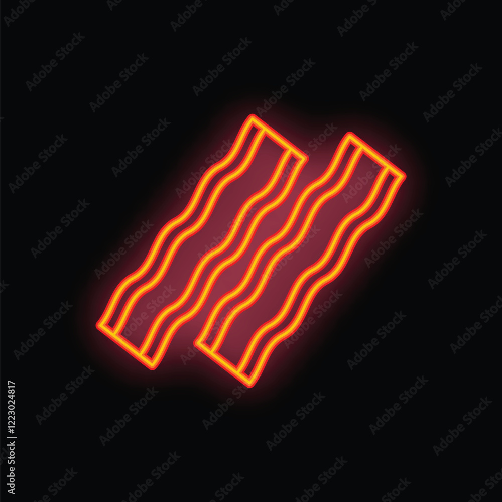 Glowing neon sign depicting two bacon strips, perfect for any ...