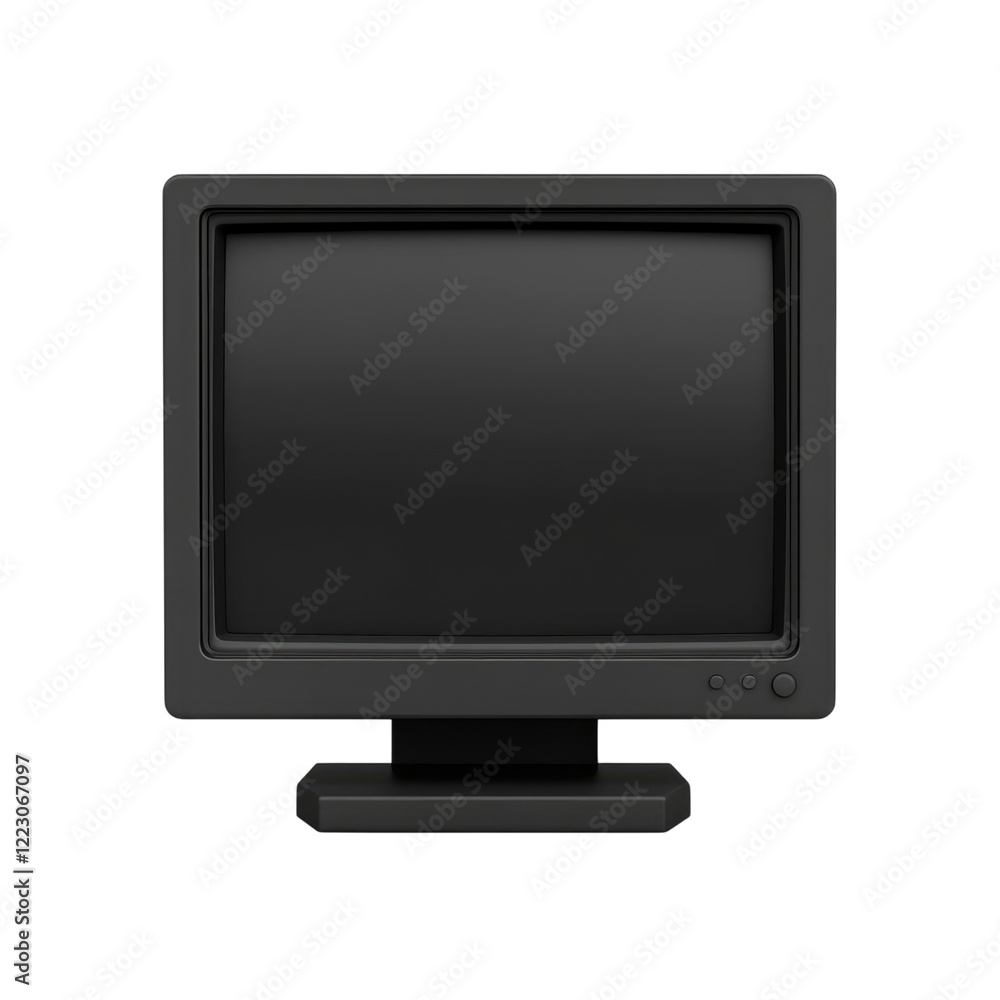 Black computer monitor with a blank screen, Black led front view and ...