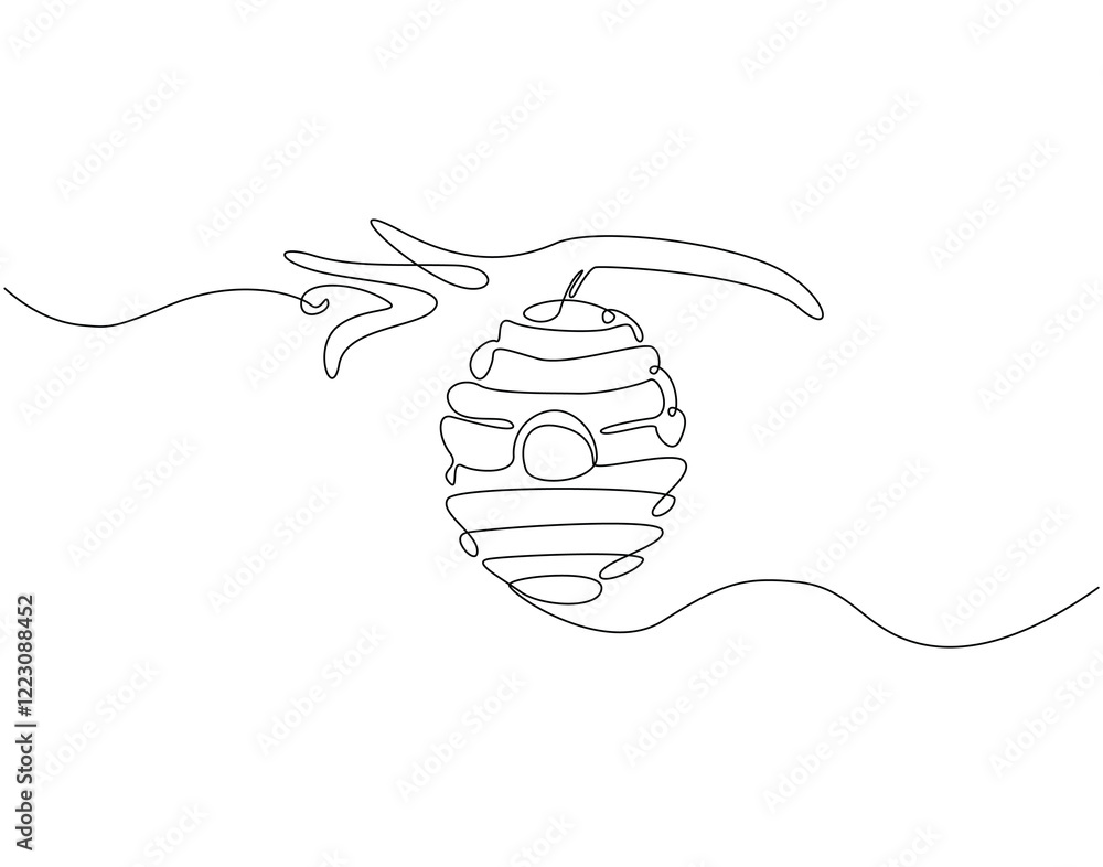 Continuous one line drawing of honeycomb. One line drawing illustration ...