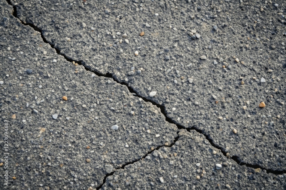 Asphalt surface with a mixture of small and large cracks and some ...