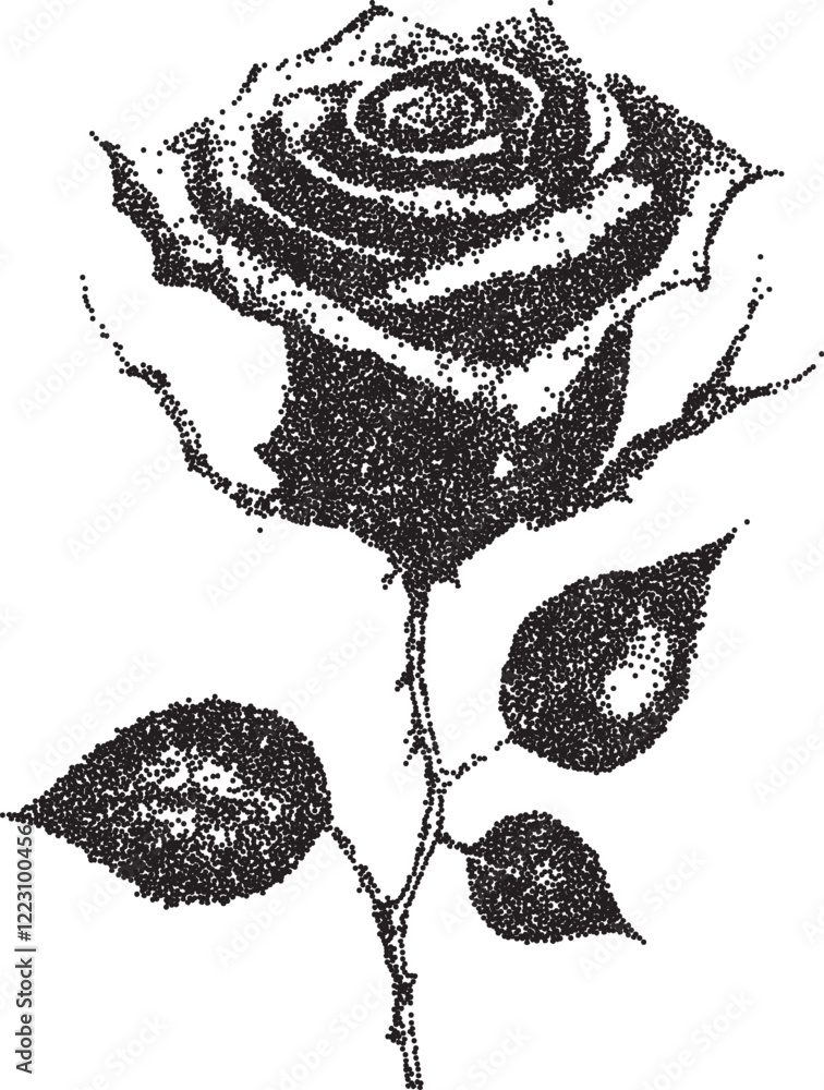 Rose vintage y2k stipple art, skull halftone stipple brutalist retro ...
