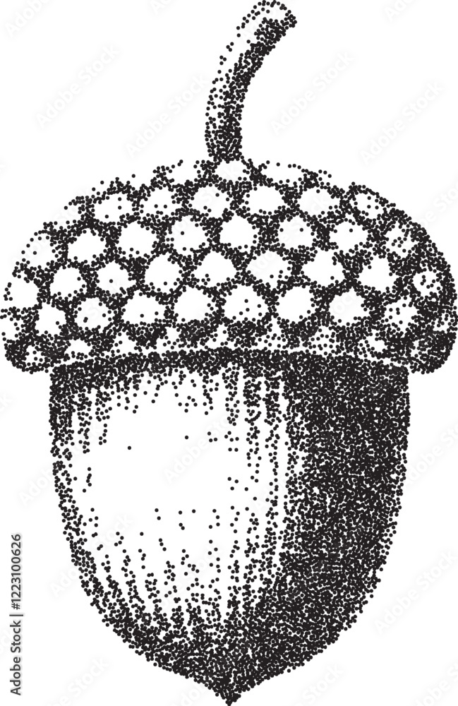 Acorn vintage y2k stipple art, oak halftone stipple brutalist retro ...