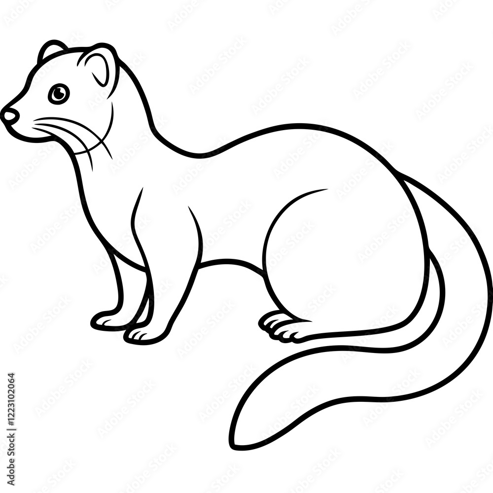 Cute Silhouette of a Weasel line art vector cartoon illustration Stock ...