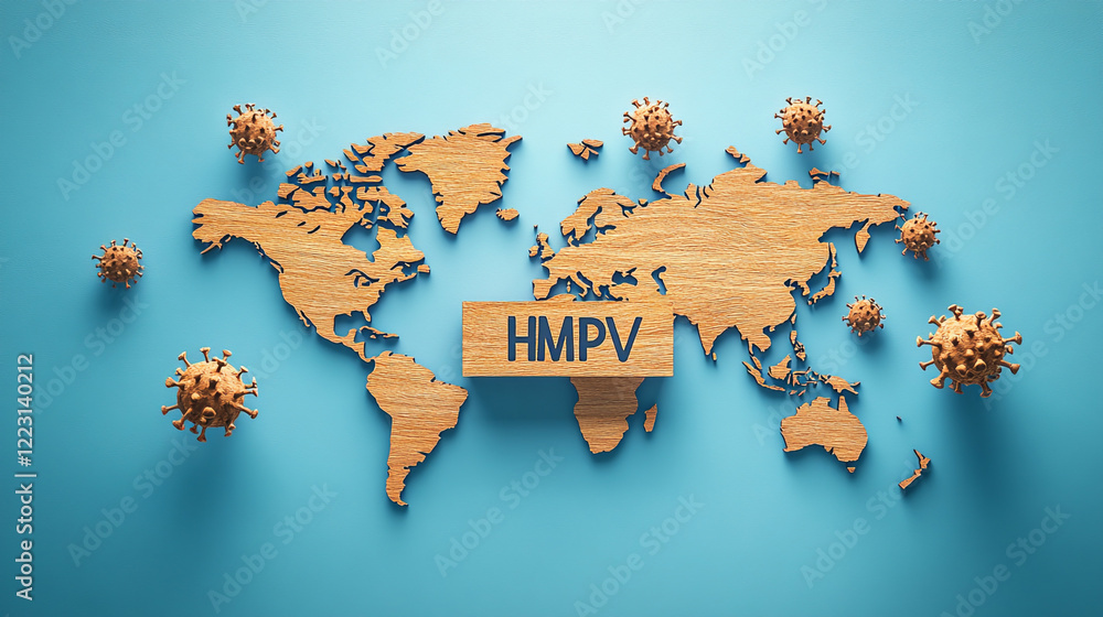 Стоковая иллюстрация «hmpv virus with digital world map visualization ...