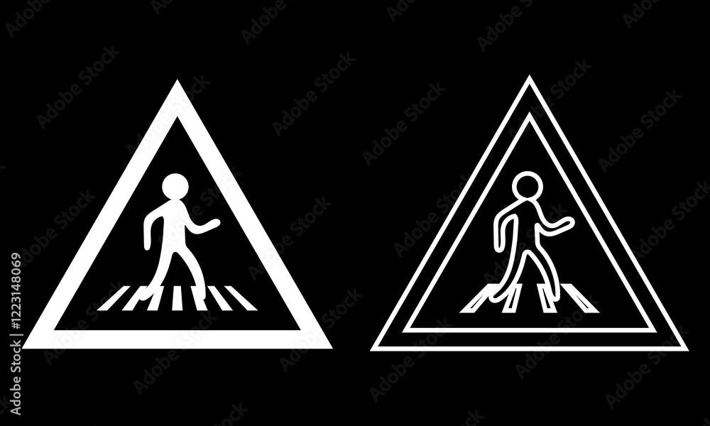 pedestrian crossing vector signs. Crosswalk or zebra. Pedestrians ...