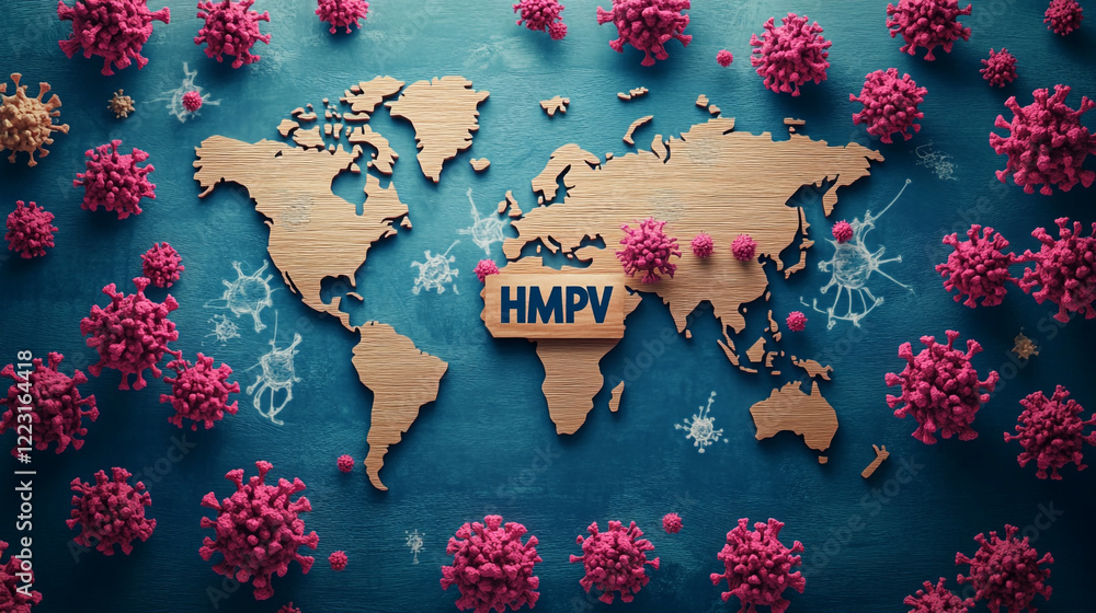 hmpv virus with digital world map visualization, Virus or Viruses ...
