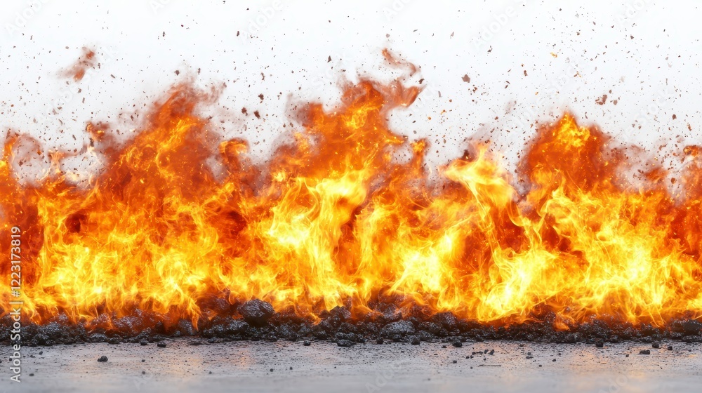 Fiery Inferno Blaze Burning Embers Hot Flames Wall of Fire Explosion ...