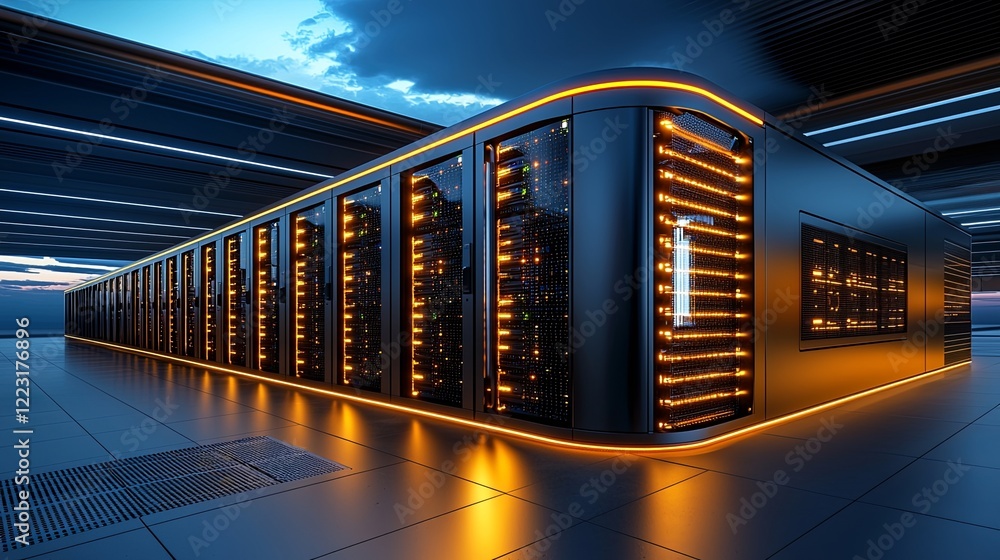 Data storage innovation high-tech server room modern data center ...