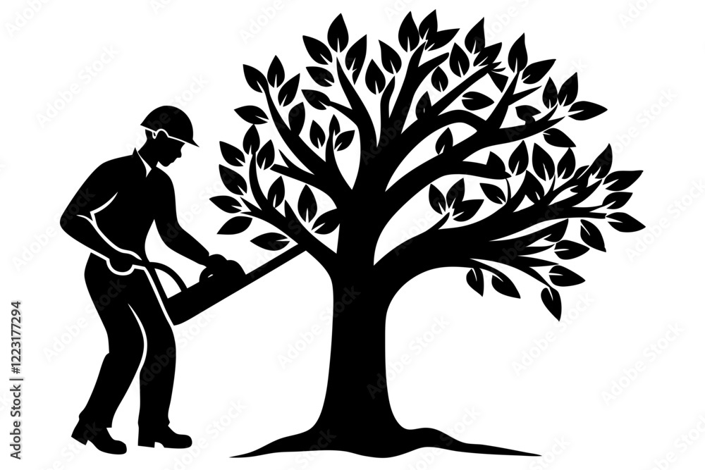 Tree Surgeon SVG & Vector Files – Working Silhouette, EPS, PNG, AI, PSD ...