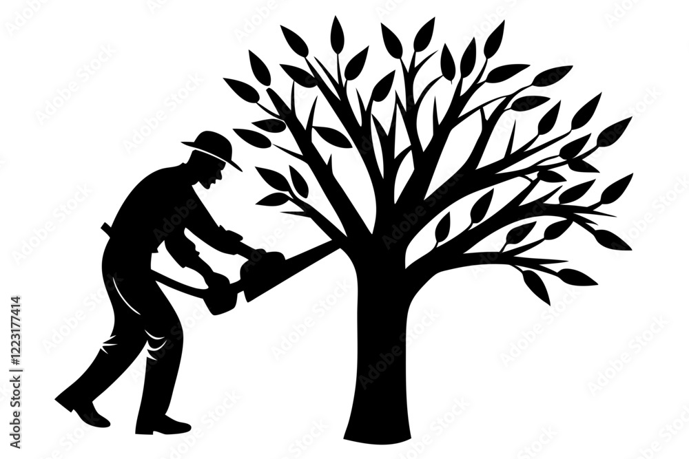Vector de Stock Tree Surgeon SVG & Vector Files – Working Silhouette ...