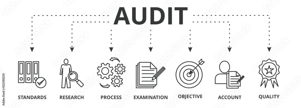 Audit banner icon vector illustration concept with icon of standards ...