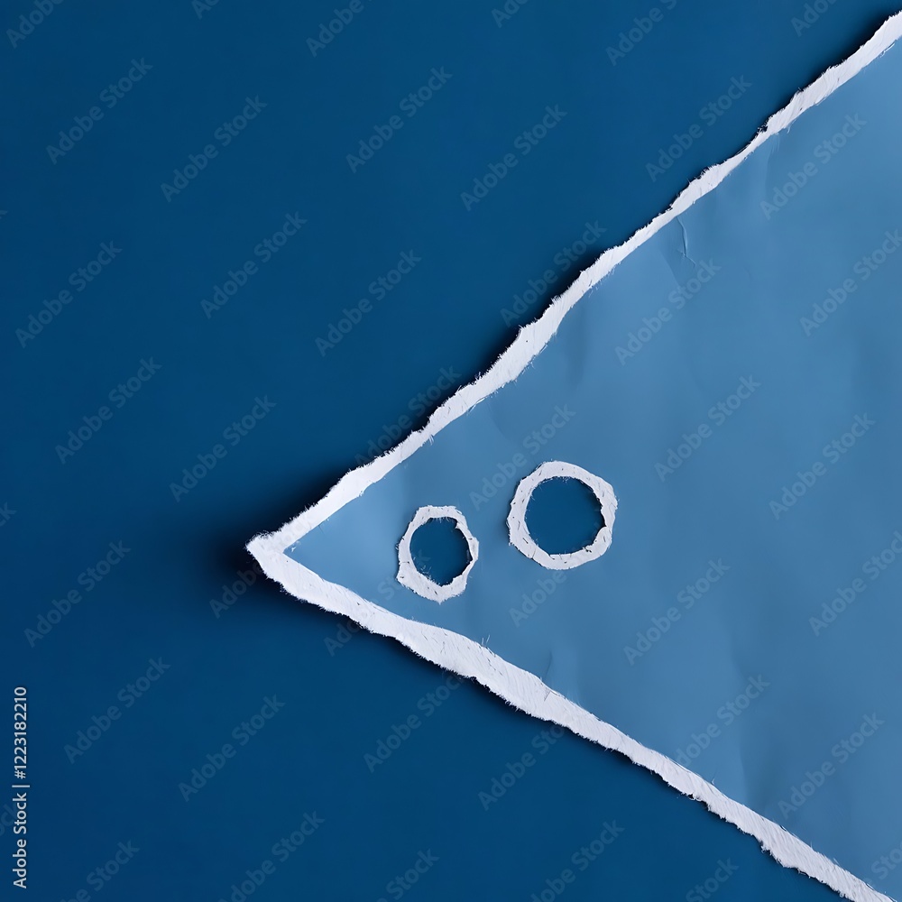 Torn paper edge with a two circles cut out creating an abstract design ...