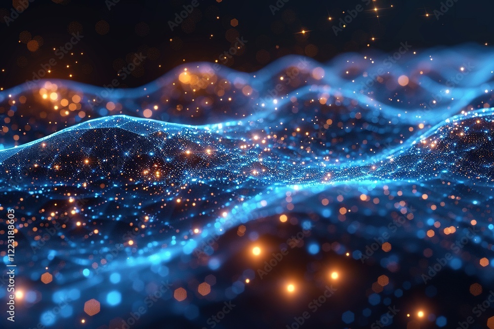 Blue Gradient Digital Polygons: A Network Grid Fusion background ...