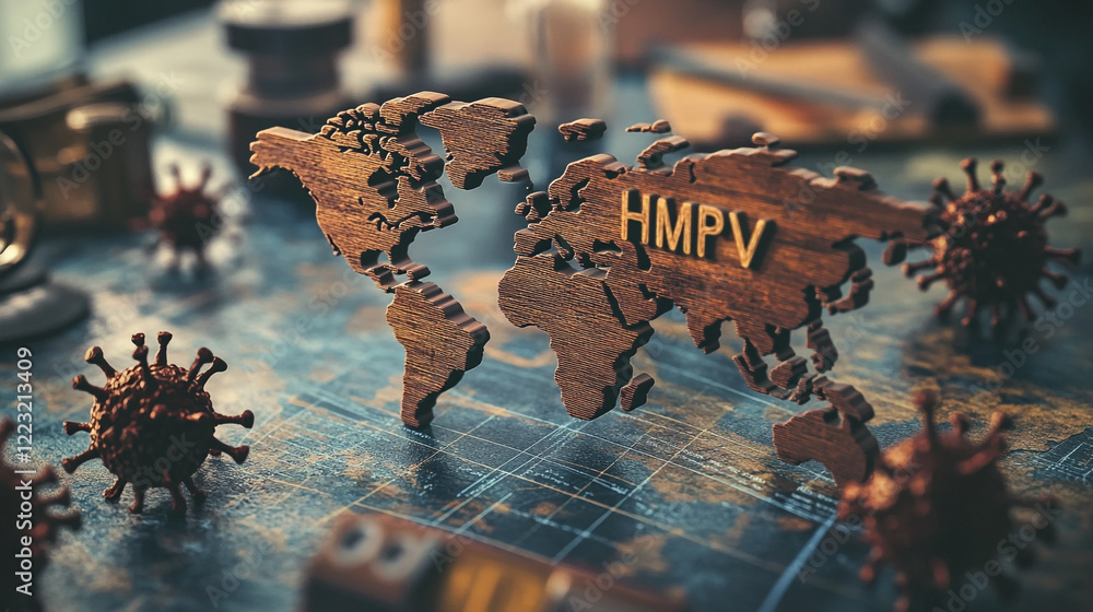 Viral outbreak of Human metapneumovirus or hmpv detailed visualization ...