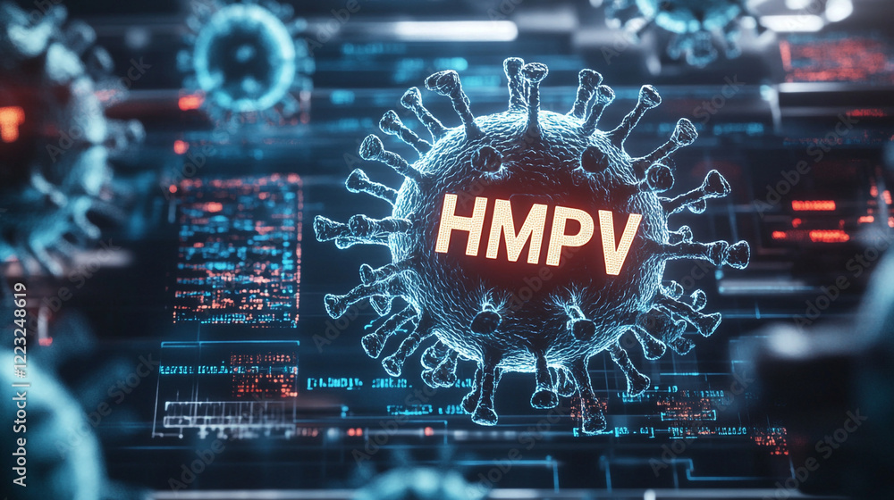 recently break out hmpv virus, showcasing intricate viral details of ...