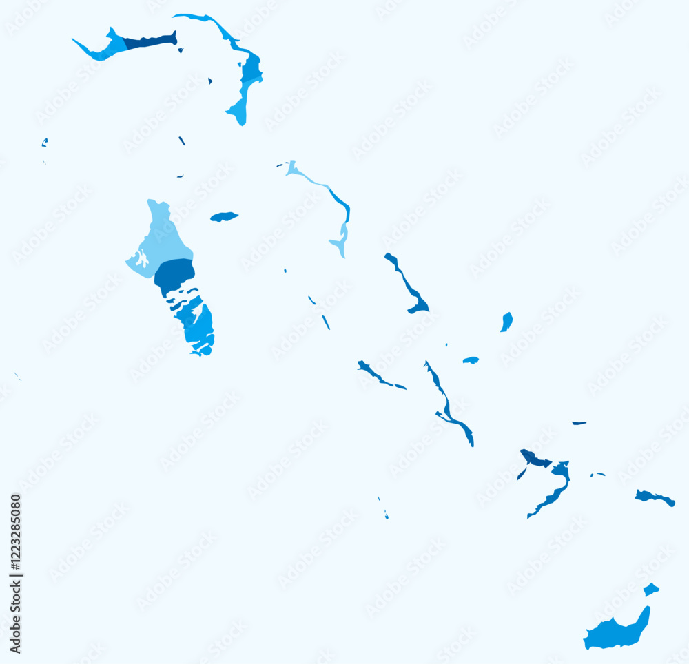 Map of the Bahamas with regions. A simple country border map with ...