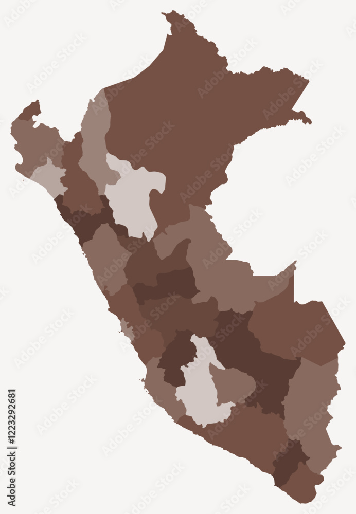Vector de Stock Map of Peru with regions. A simple country border map ...