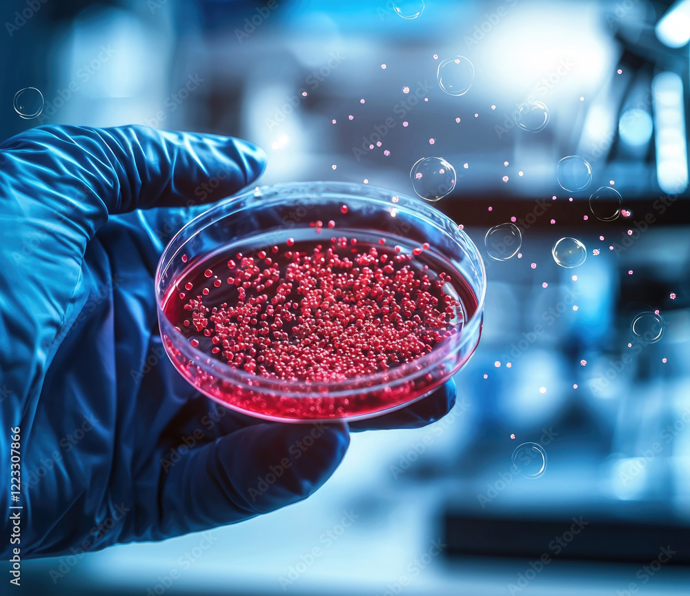 Exploring bacteria cultures in petri dishes laboratory setting ...