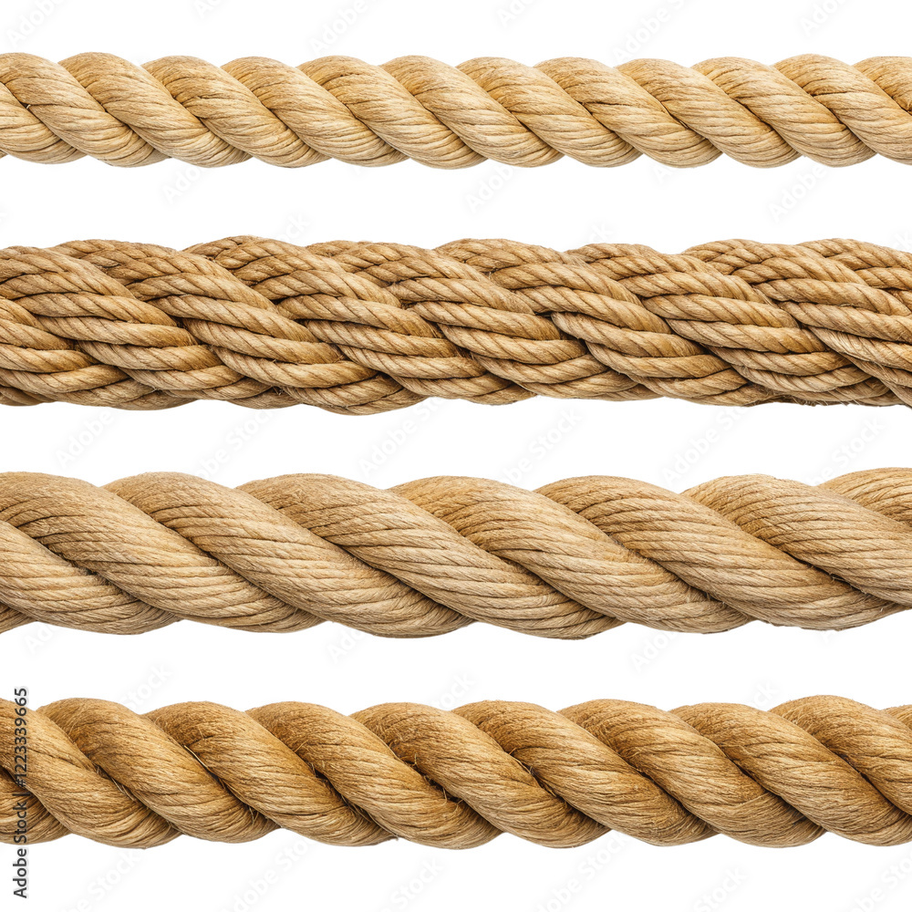 Four Types of Rope Textures Seamless Set Isolated on Transparent ...