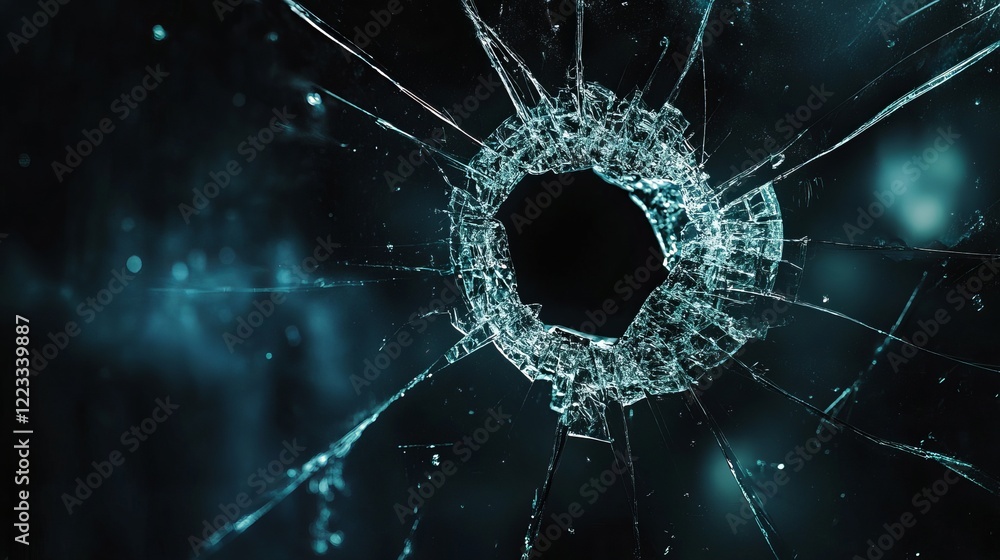 Foto de Stock Shattered glass with fracture effects creates an abstract ...