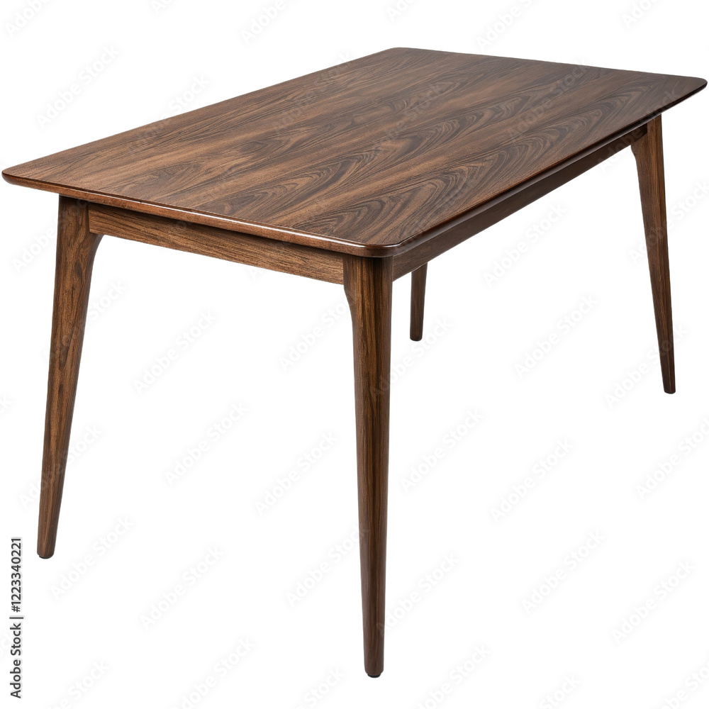 Mid-Century Modern Wooden Dining Table, Isolated on Transparent ...