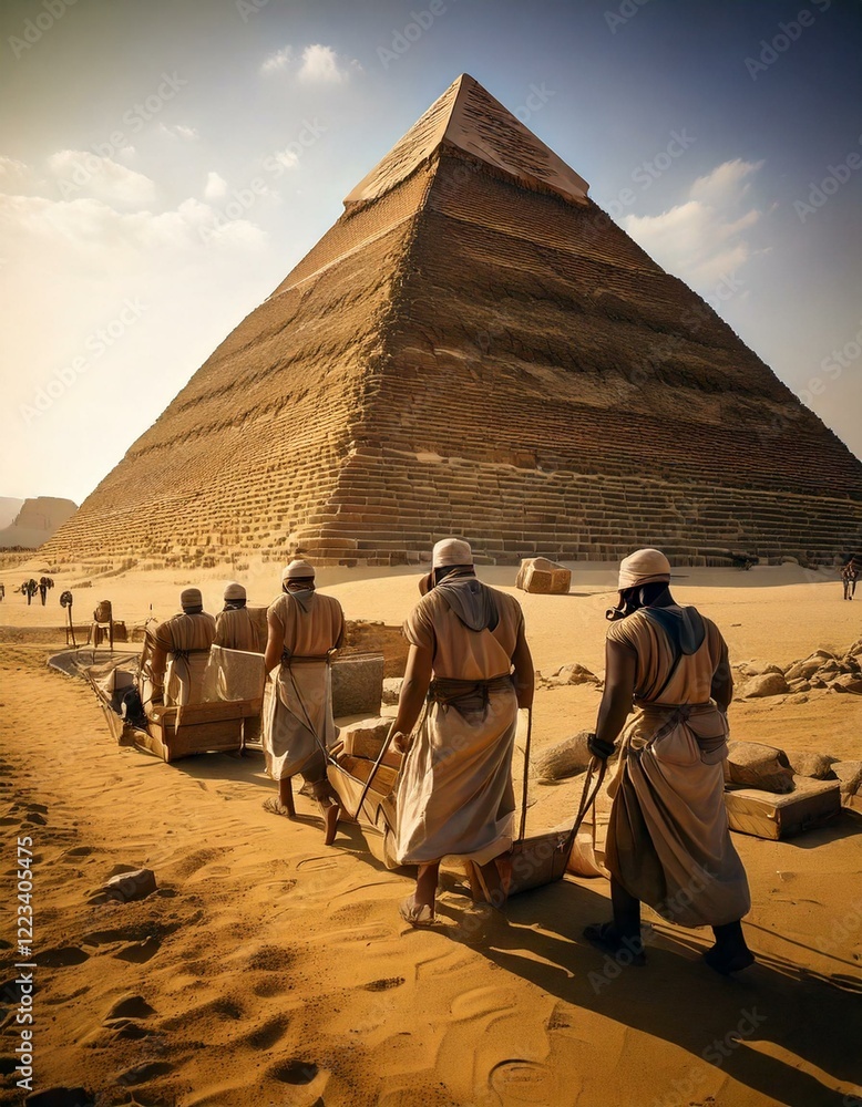 a group of people dressed in traditional attire, pulling a cart with ...