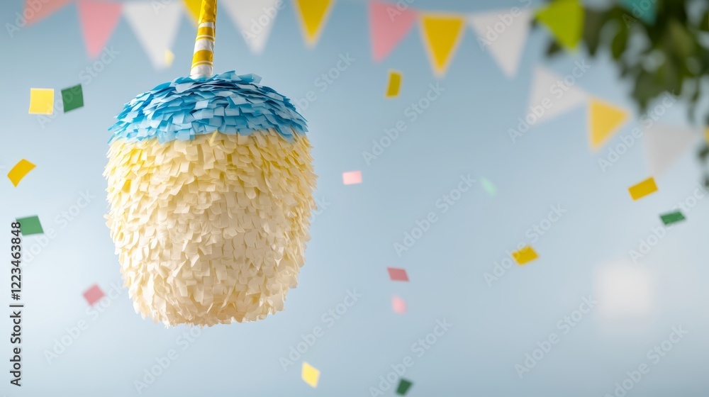 Elegant Vibrant Mexican fiesta background featuring a pinata mid swing ...