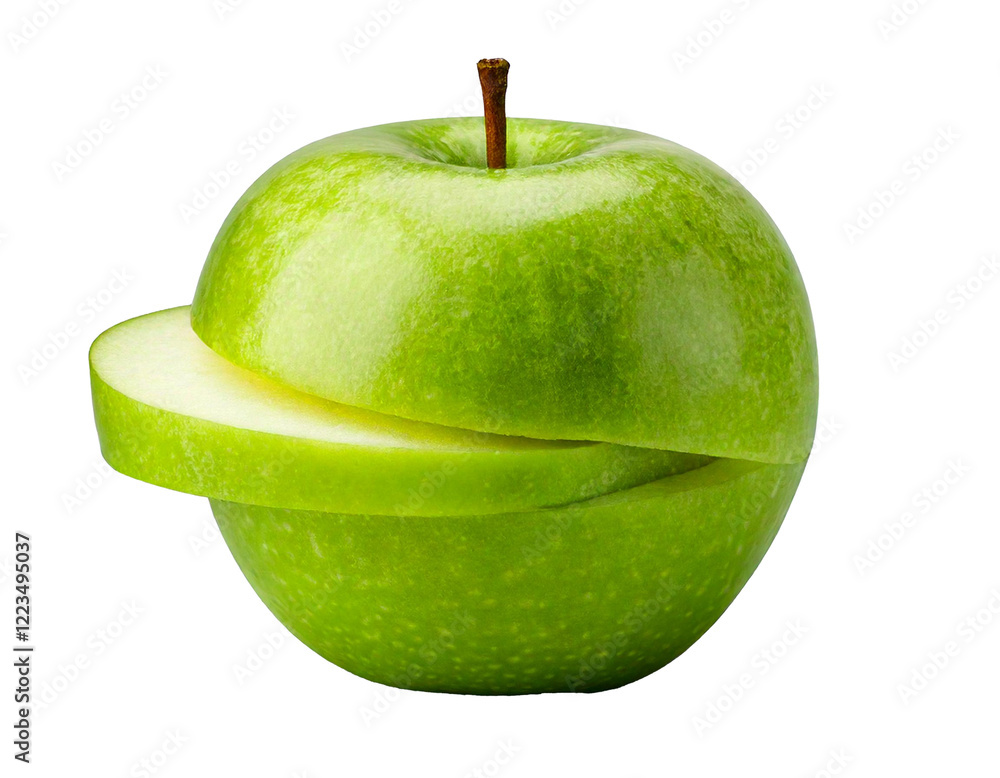 Green apple slice, PNG file format, isolated illustration, transparent ...