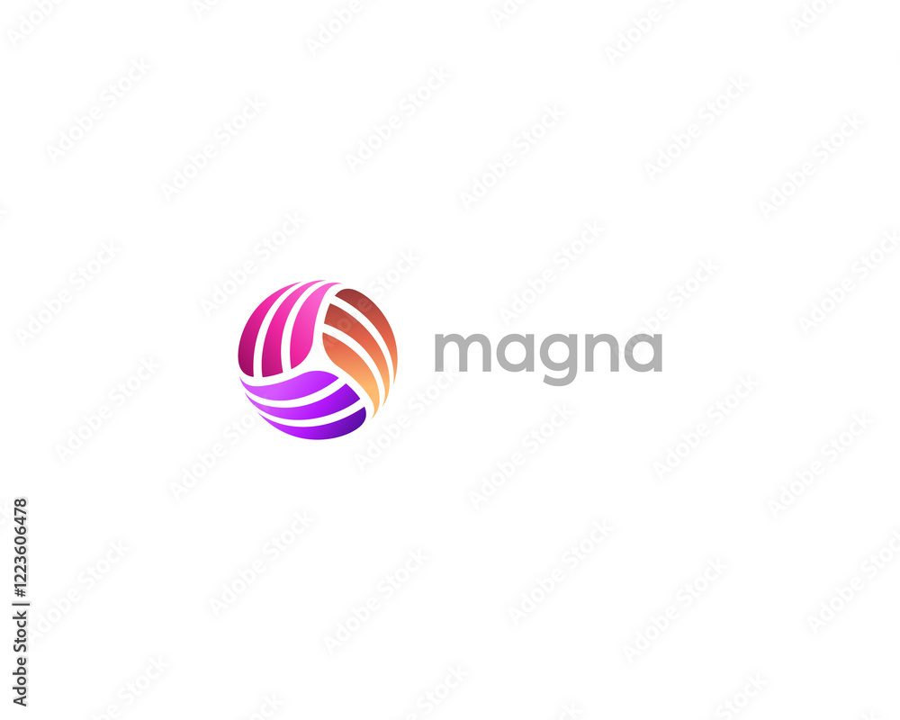 Abstract vortex gradient logo design. Rotation swirl flat sign ...
