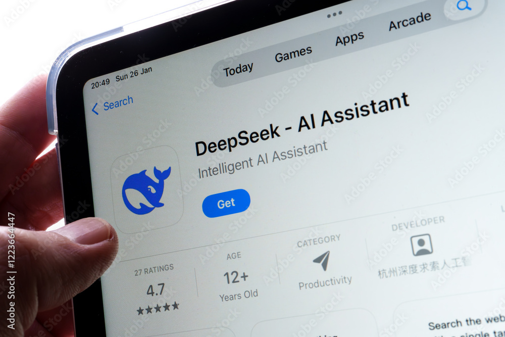 Stock-Foto „DeepSeek AI Assistant app seen in app store on the ipad and ...