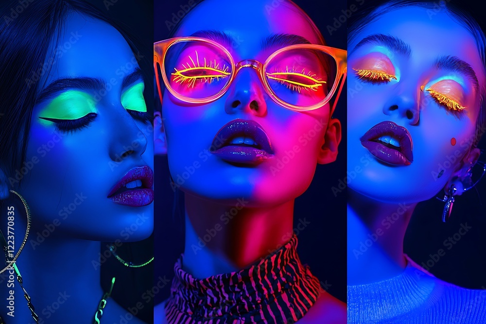 Fashion portraits with neon makeup, highlighting models whose makeup ...