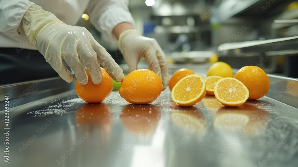 Proactive Food Safety Worker Cleaning and Sanitizing Food Prep Surfaces ...