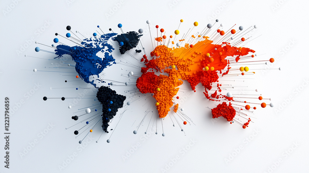 Ai generate world map visualization global data representation digital ...