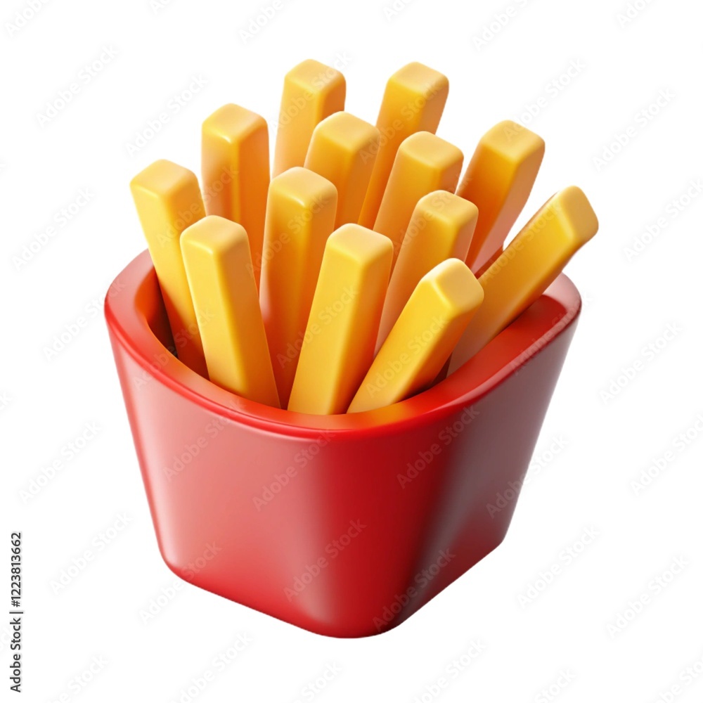 3D French fries icon. American street fast food, Floating potato fries ...
