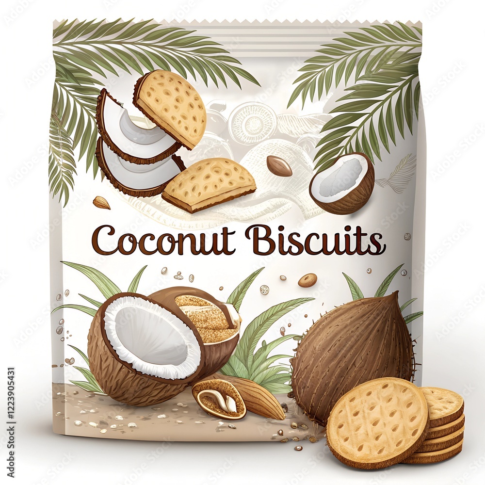 Coconut Biscuit packaging design template perfect for packaging and ...